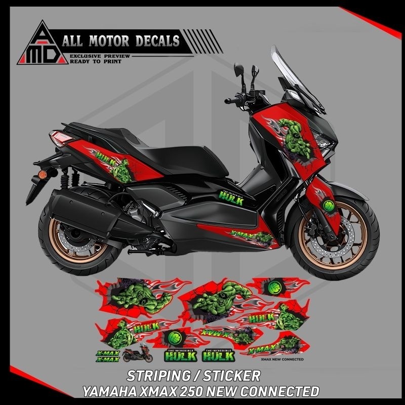 Sticker Decal Yamaha Xmax 250 New Connected Livery Hulk/Sticker Xmax ...