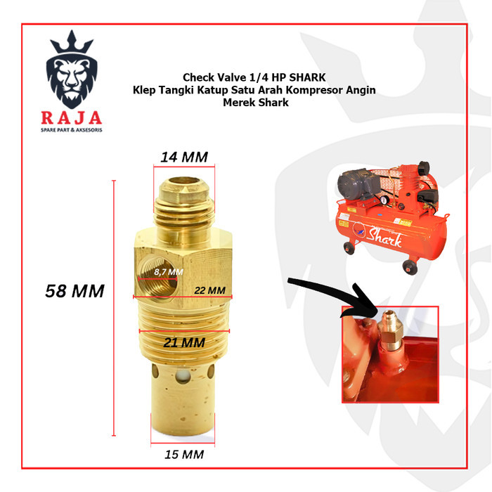 Check Valve 1/4 HP SHARK Tank Valve Shark Brand Air Compressor One Way ...