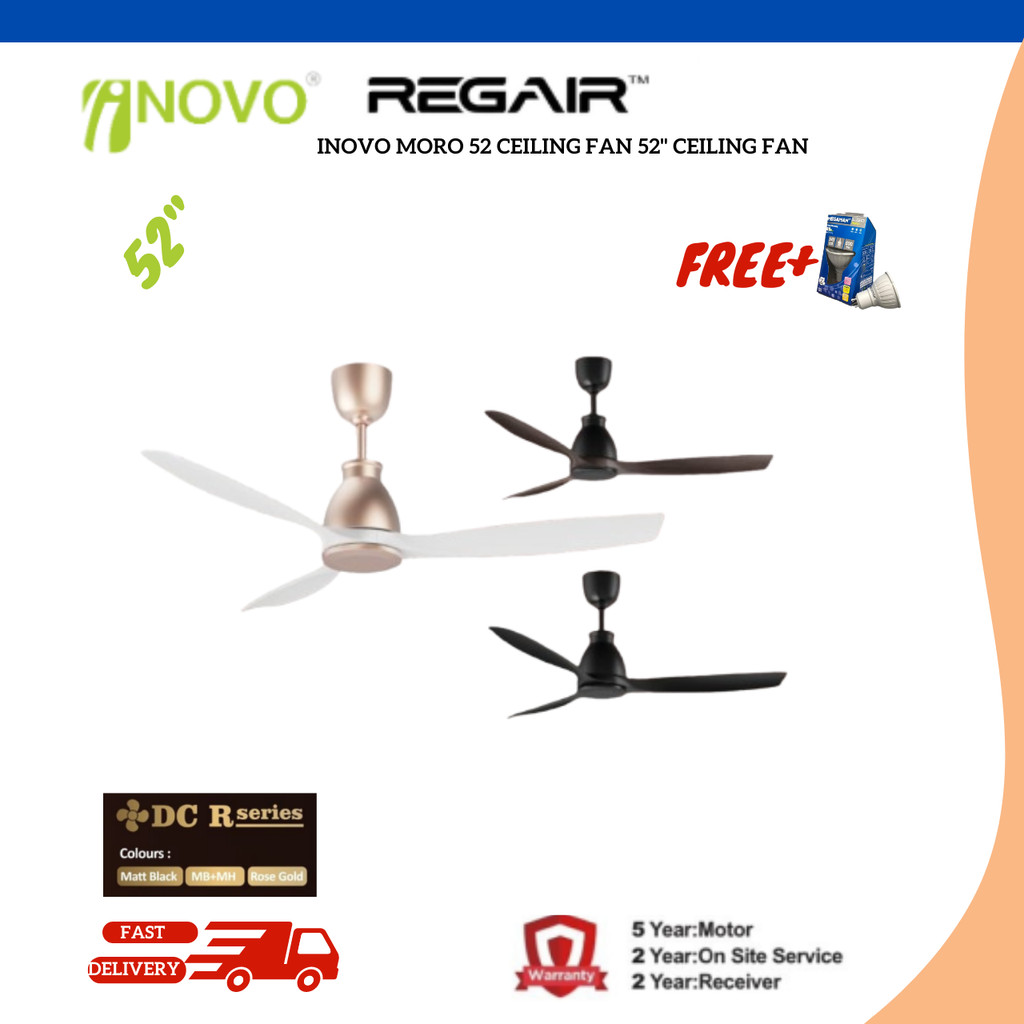 Regair Inovo Moro 52 Ceiling Fan 52" Ceiling Fan Remote Control DC ...