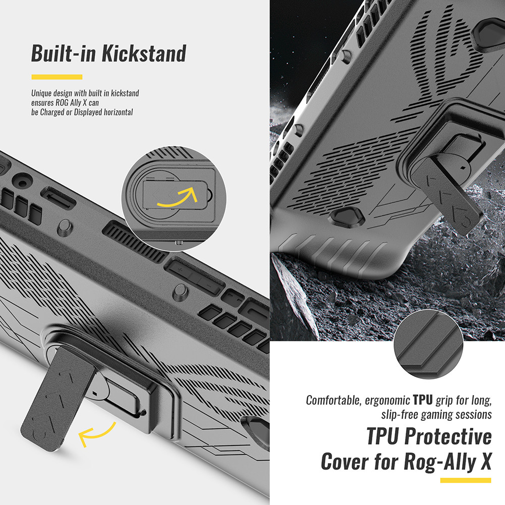 For Asus ROG Ally X TPU Protective Shell with Thumb Stick Cap Screen ...