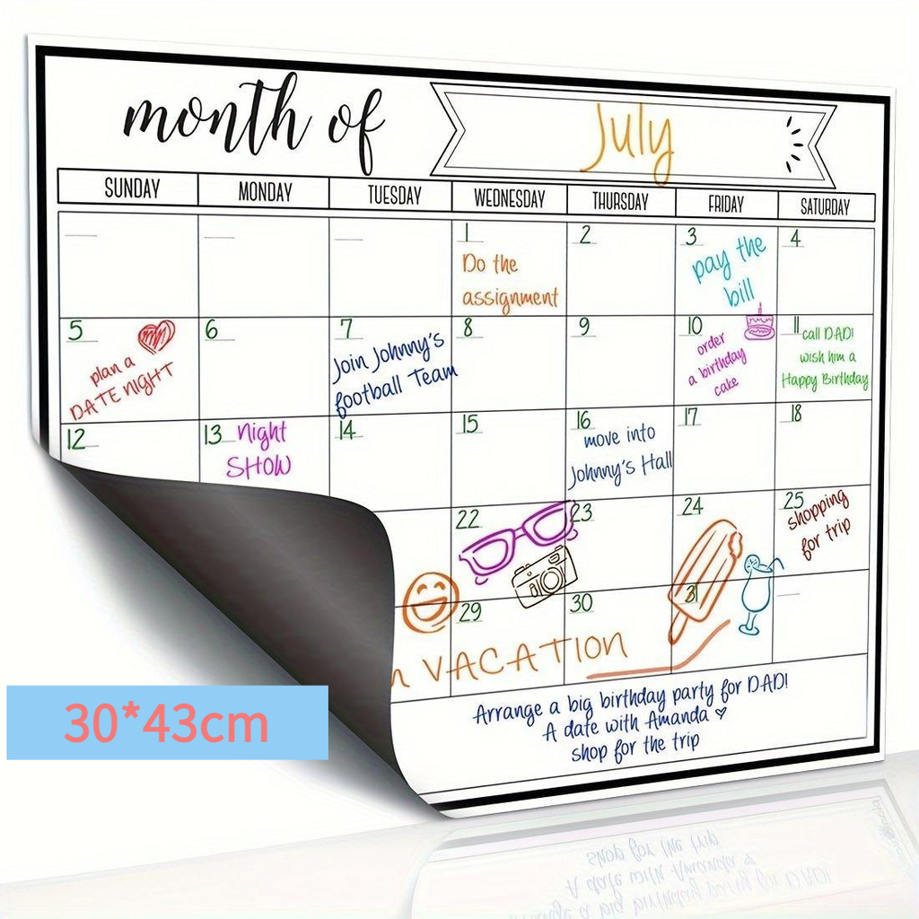 [LC] A3 monthly schedule magnetic erasable schedule message board soft ...