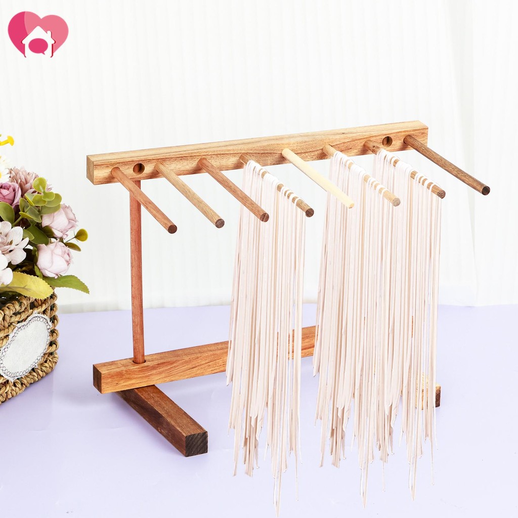Pasta Drying Rack Acacia Wood Noodle Drying Rack with 8 Suspension Rods ...