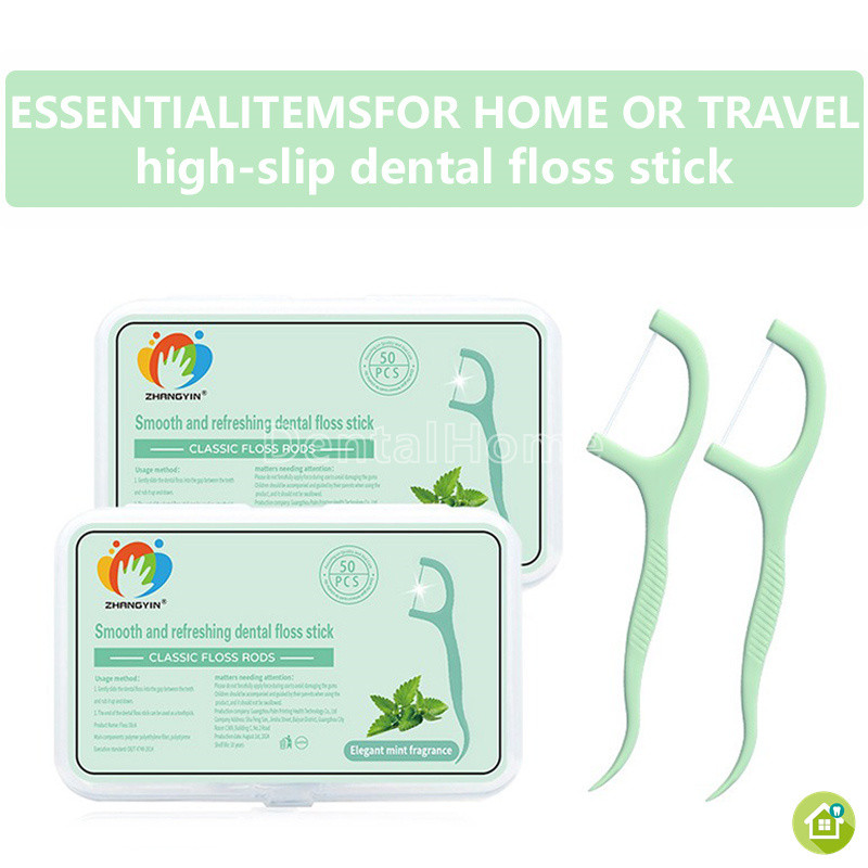 50 pcs / Box Dental Floss Minty Stick Dental Floss Interdental Cleaning ...