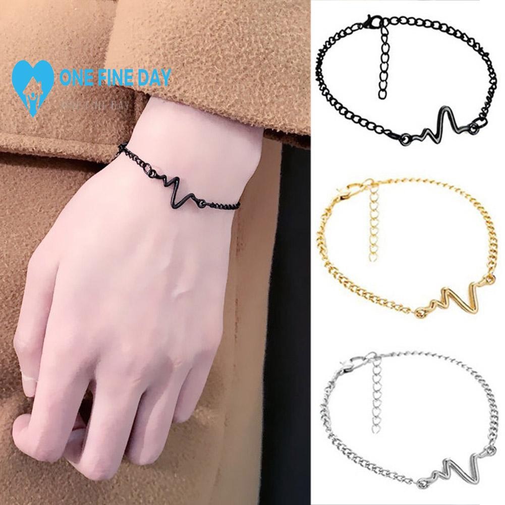 Heartbeat Ecg Model Bracelets Men And Women Simple Chain Bracelet ...