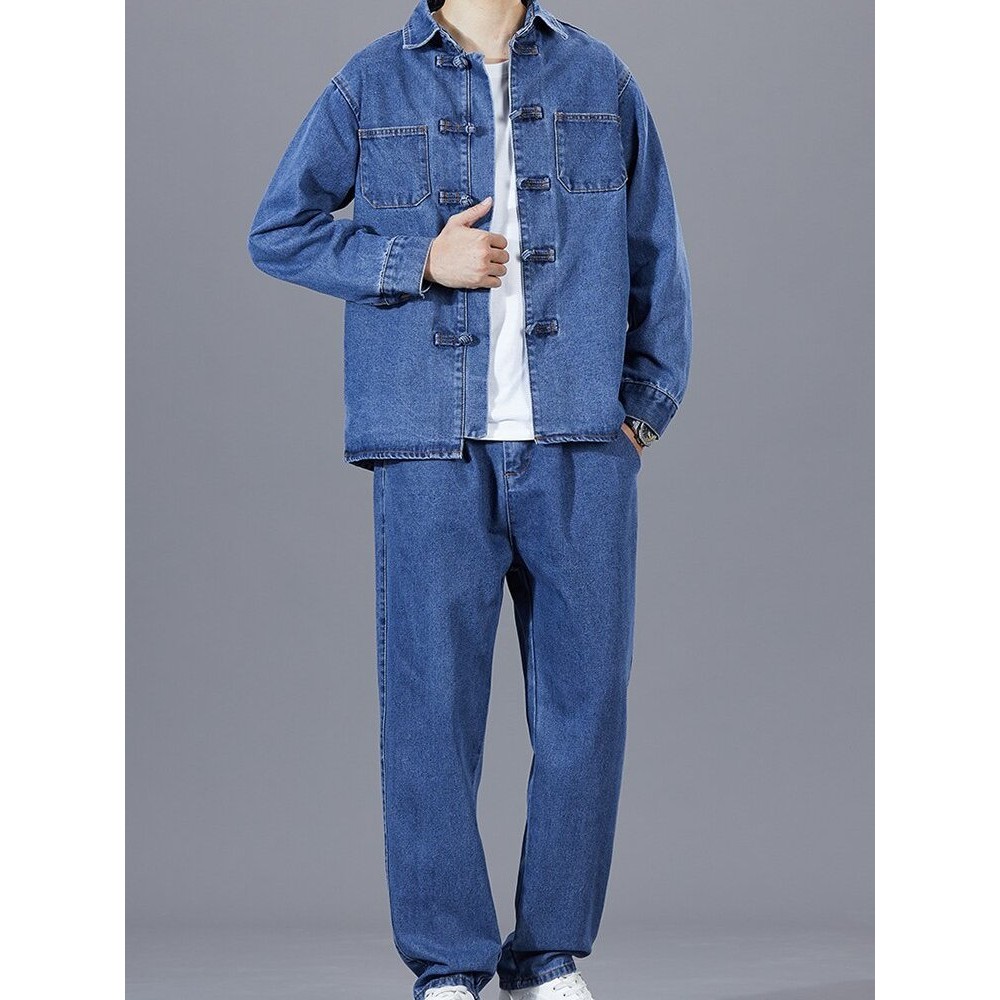 T Tang Suit Retro Buckle Zhongshan Suit Stand Collar Style Hanfu Male ...