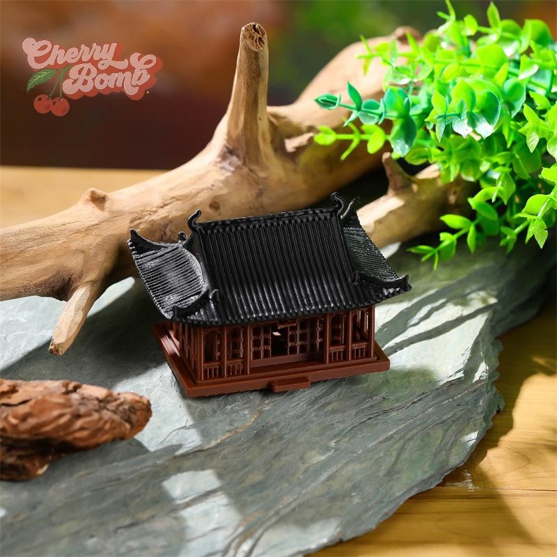 (Cherry Bomb) Miniature Pavilion Figurine Bonsai Nament Garden Decor ...