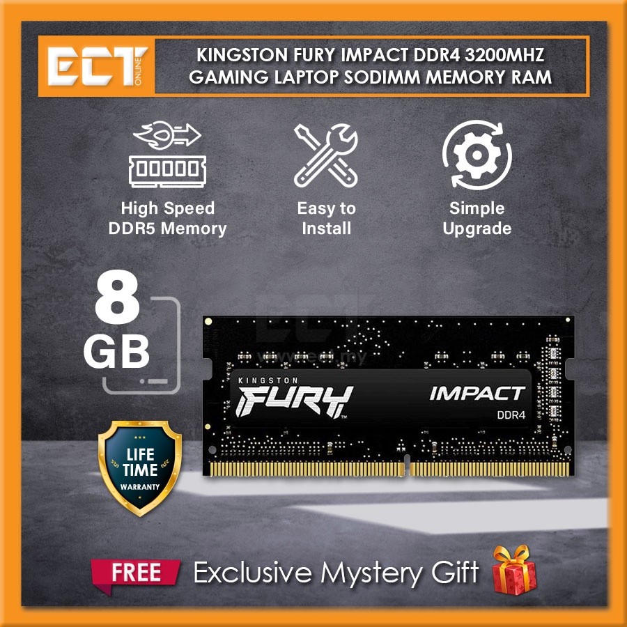 Kingston Fury Impact DDR4 8GB 16GB 32GB 3200MHz 2666MHz Gaming Laptop SODIMM Memory Ram - Black ...