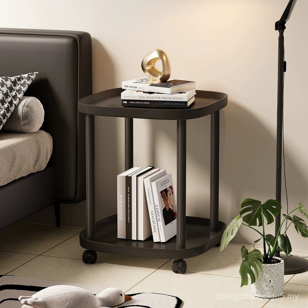 Bedside Table Bedroom Household Movable Bedside Table with Wheels ...
