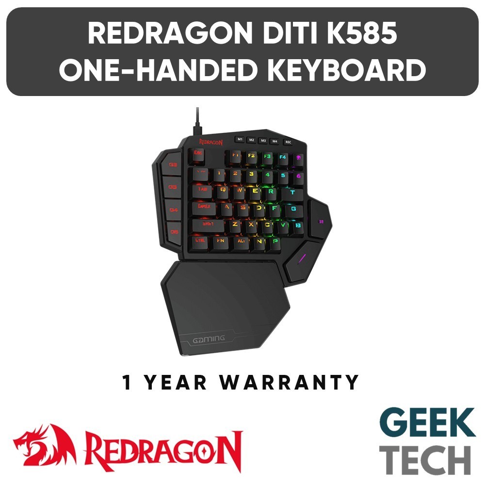 Redragon K585 RGB DITI One-Hand Hotswap Mechanical Gaming Keyboard 42 ...