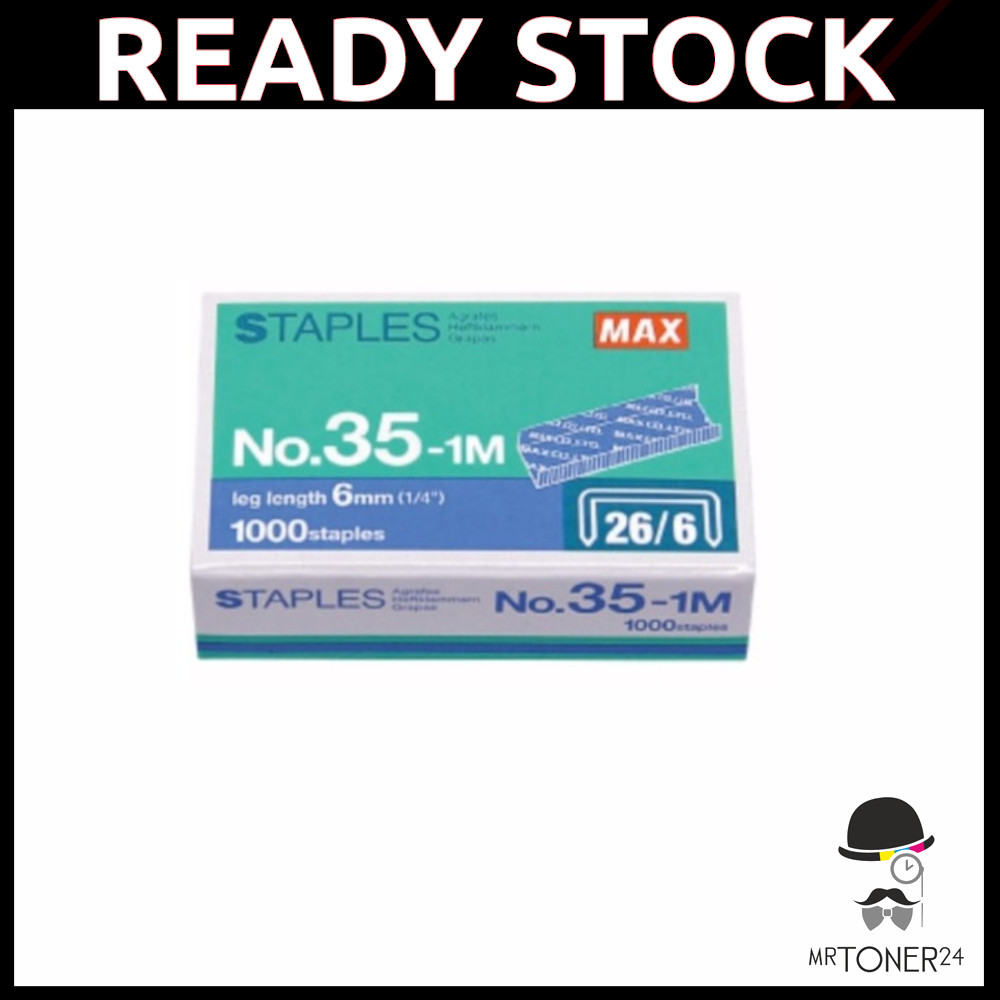 MAX STAPLES NO. 35-1M (26/6) (1000PCS/BOX) Stapler Bullet For HD-50 ...