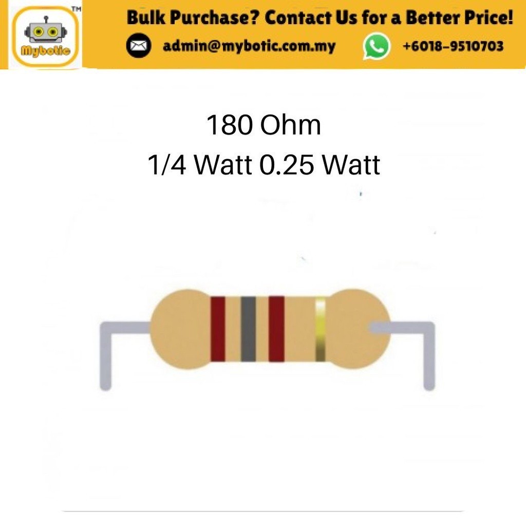 180 ohm 0.25w 1/4W resistor (5% tolerance) (10pcs/ pack) | Shopee Malaysia