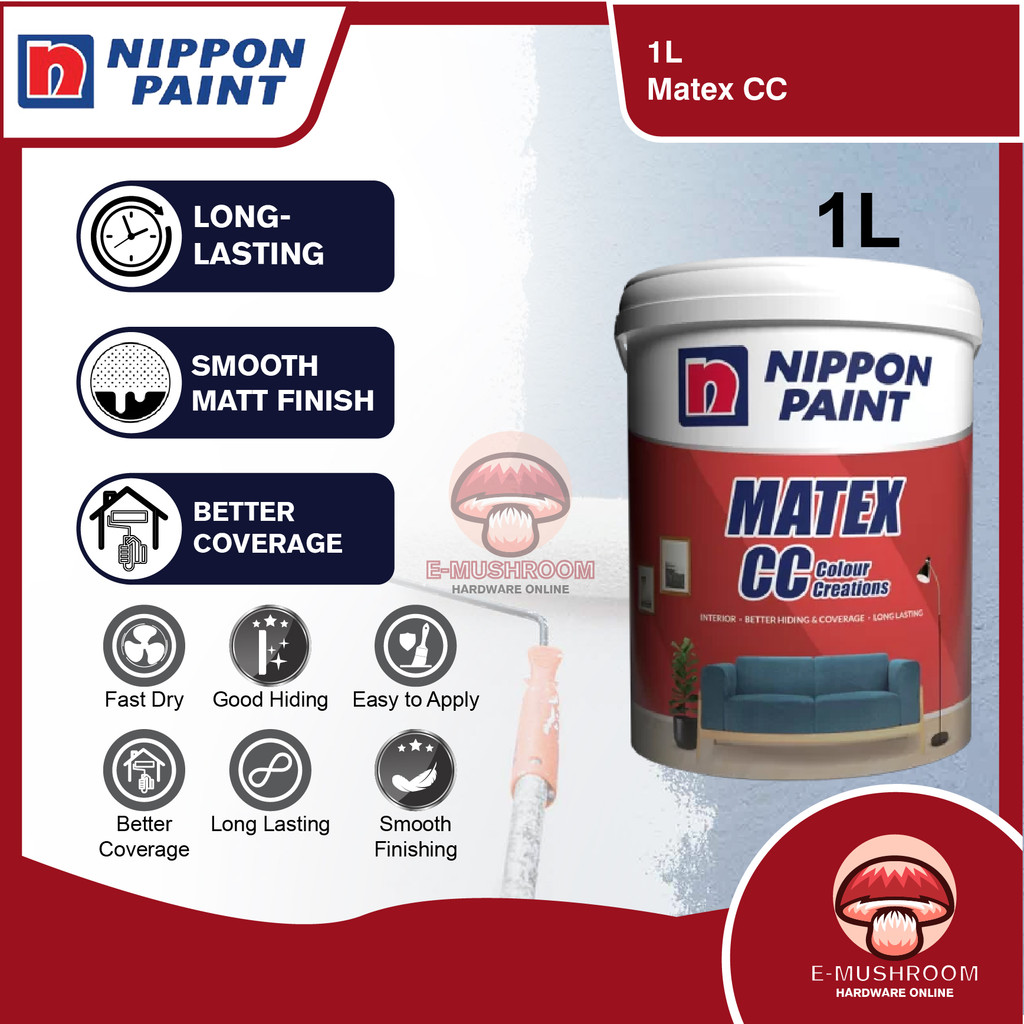 1L Nippon Paint CC Super Matex CC Smooth Matt Paint Finish Better ...