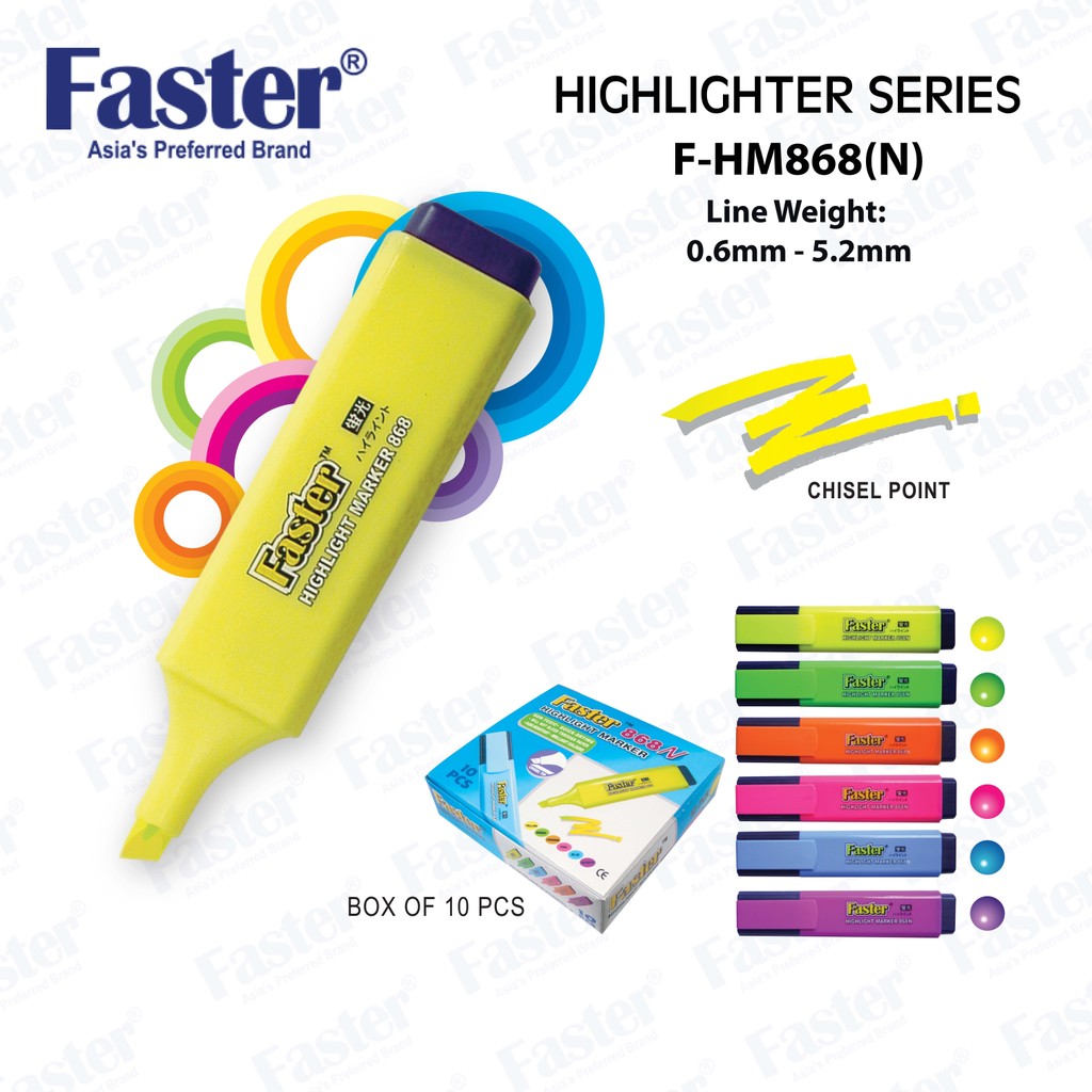 Faster F-HM868(N) Highlighter Series (10 pcs/box) | Shopee Malaysia