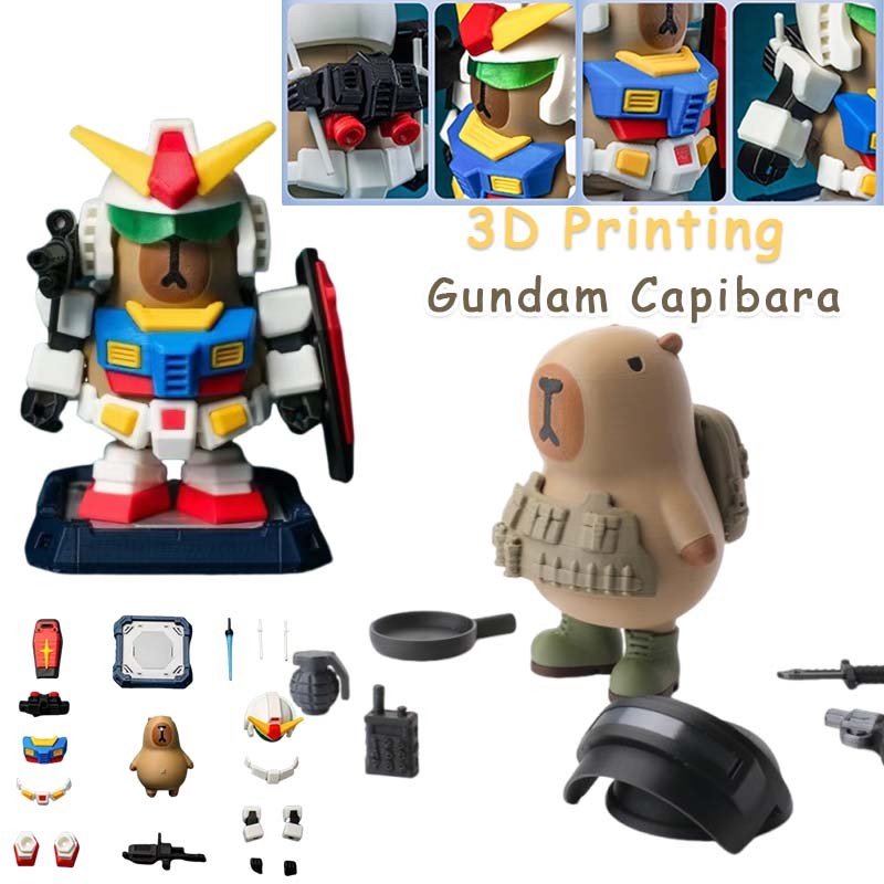 Gundam Capybara 3D Printed Toys Funny Capybara Adsorbable Model Toys ...