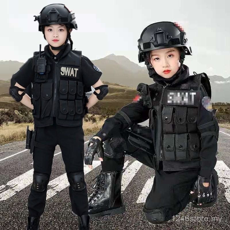 Children's SWAT Clothes Police Uniforms Boys Girls Military Uniforms ...