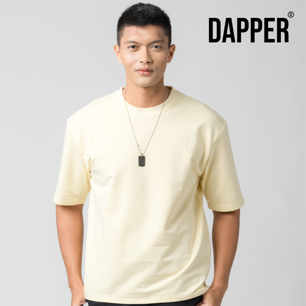 Dapper | Light Yellow Round-Neck Oversized-Plain-T-Shirt 4831TRF Size ...