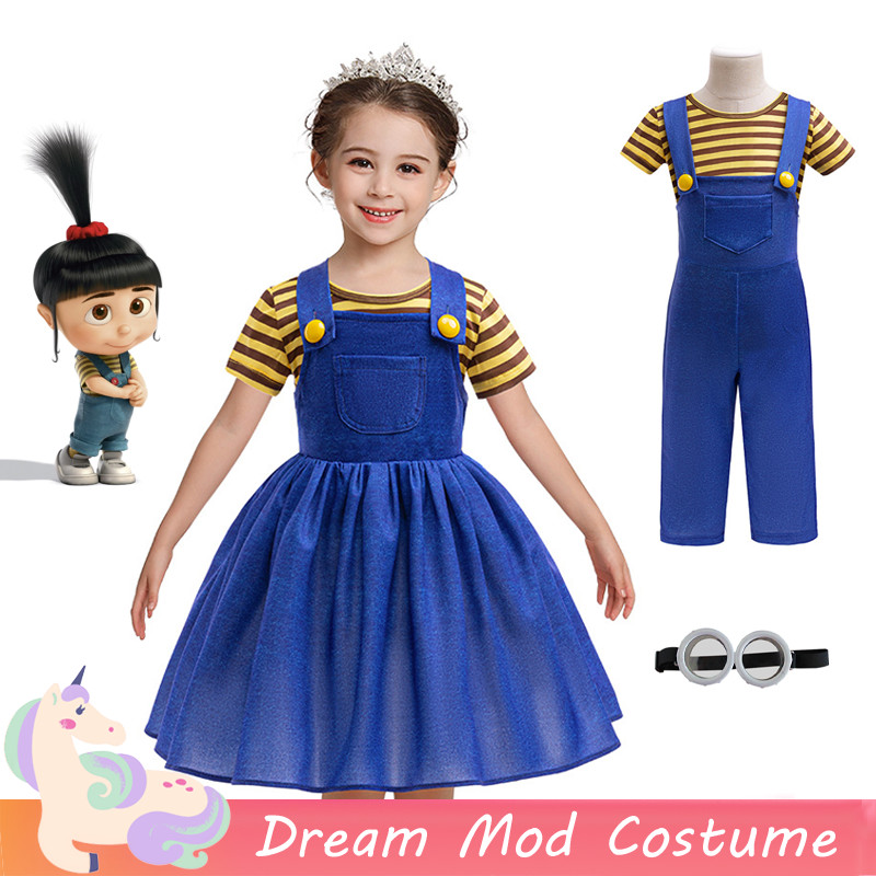 Despicable Me 2 Minion Agnes Stripe Denim Dress For Kids Girl Short ...