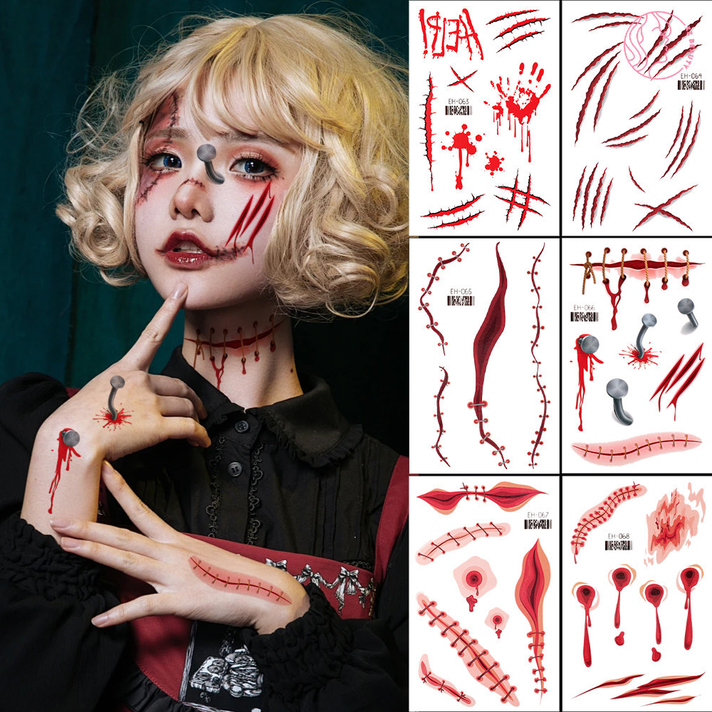 5Pcs Creative Children DIY Waterproof Scar Stickers - Halloween Self ...