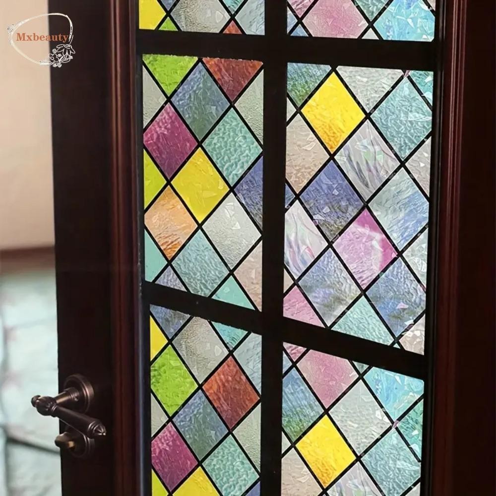 MXBEAUTY Stained Glass Window Sticker, Translucent Frosted Stained ...