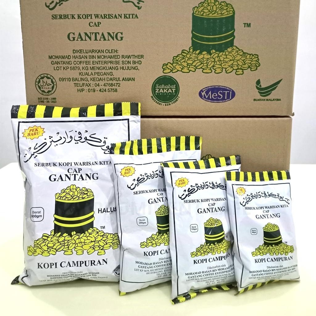 Serbuk Kopi Cap Gantang Halus / Kasar 230g 100g 500g Kopi Campuran ...