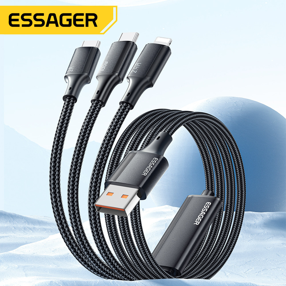 Essager 7A 100W 3 in 1 USB Type C Cable Micro Iph Plug Wire For Max ...