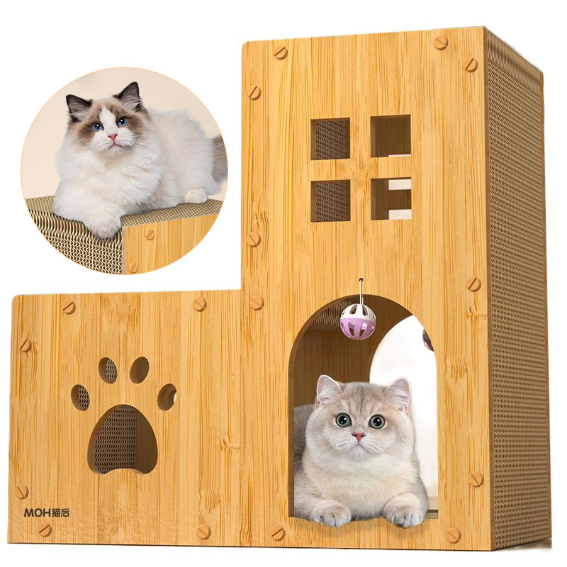 Cat Scratch Box Large Cat Kitten House High Density Corrugate Paper Cat ...