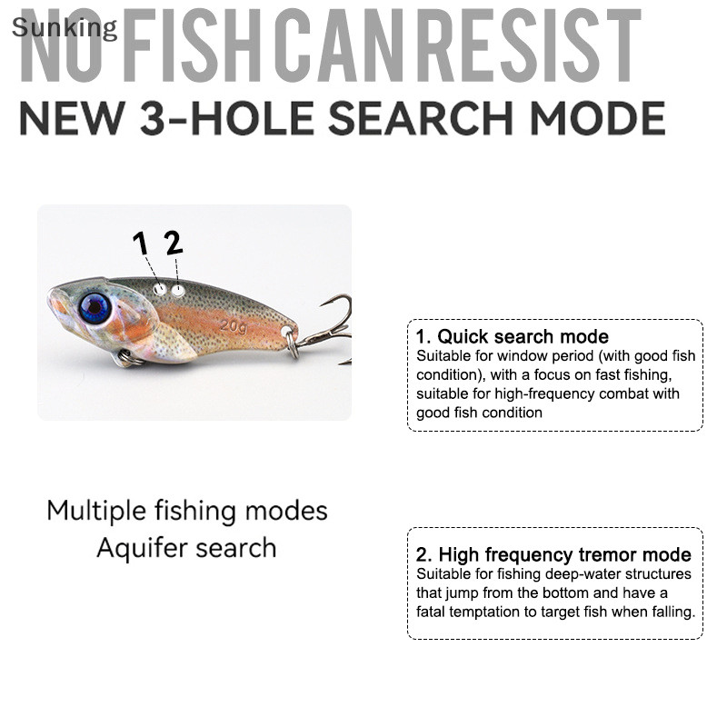 Sunking Vib Vibrag Lure 7g-20g 3d Printed Sanbon Hook Long Casg Road Runner False Bait Sequins ...