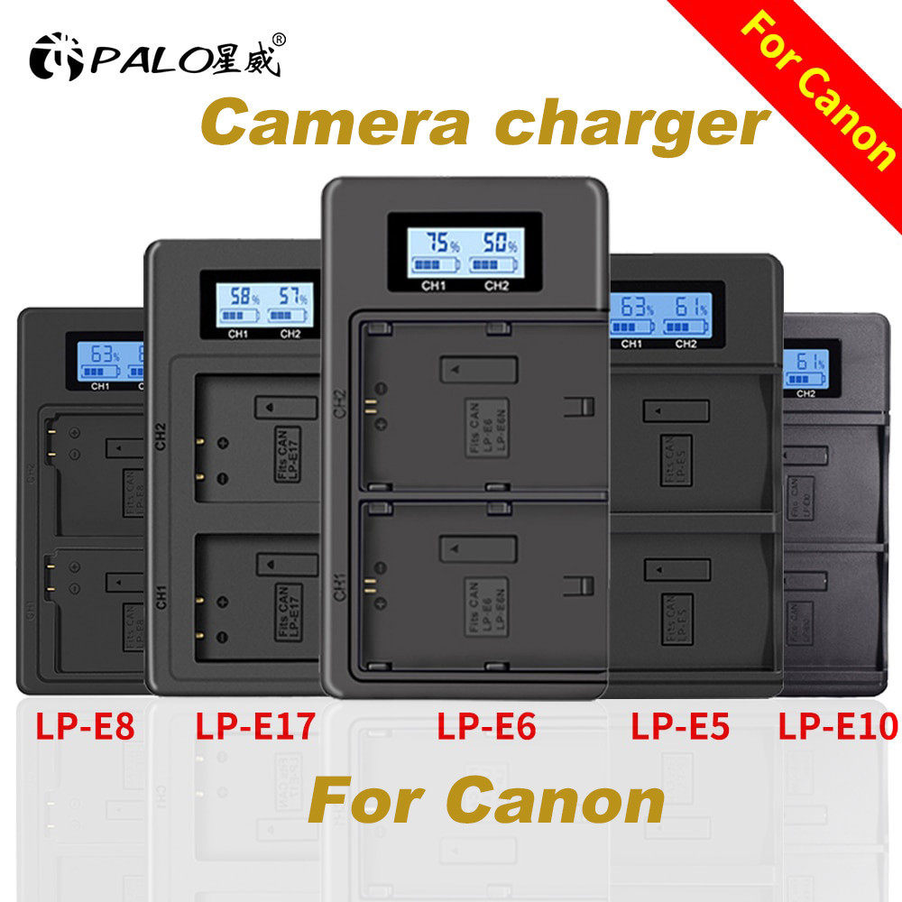 PALO⚡Canon charger for LP-E5 LP-E6 LP-E8 LP-E10 LP-E12 LP-E17 LP E5 E6 E8 E10 E12 E17 Battery ...