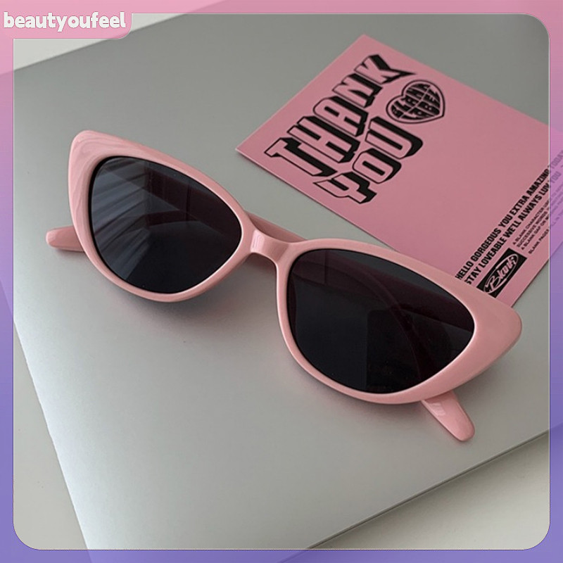 Beautyoufeel Triangle Cat-Eye Sunglasses For Women Pink Cat-Eye ...