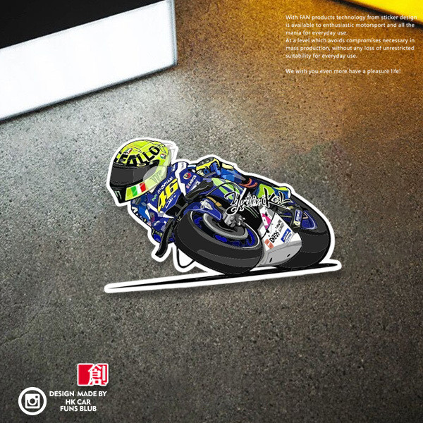 Funny Hand-Painted Rossi Cartoon Racing Motorcycle Stickers Modified ...