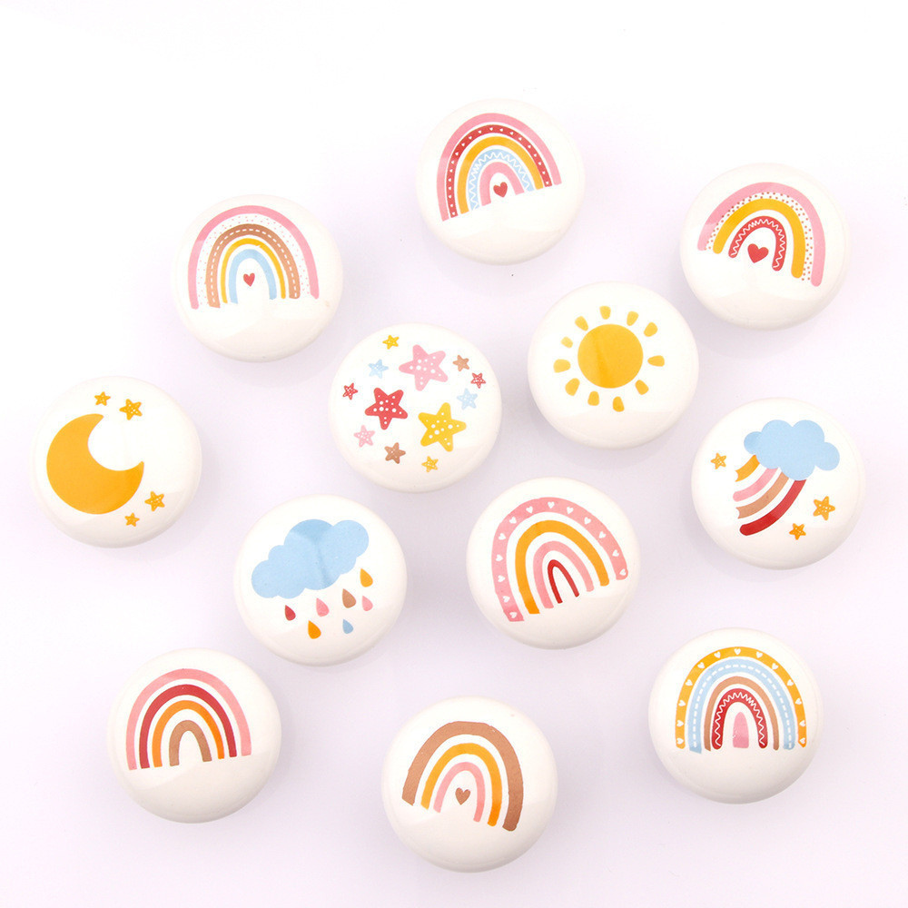 Cartoon Pattern Cabinet Knob Ceramic Cute Drawer Handle Eco-Friendly ...