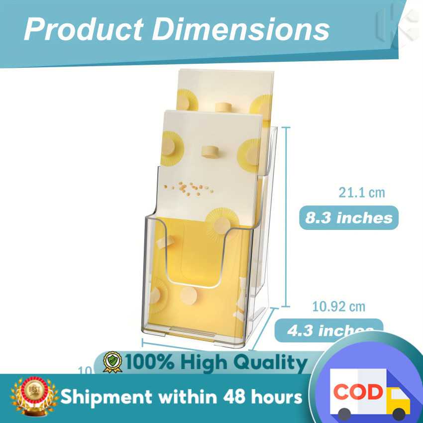 Clear Acrylic Display Rack 2 Tier Information Shelf Brochure Leaflet ...