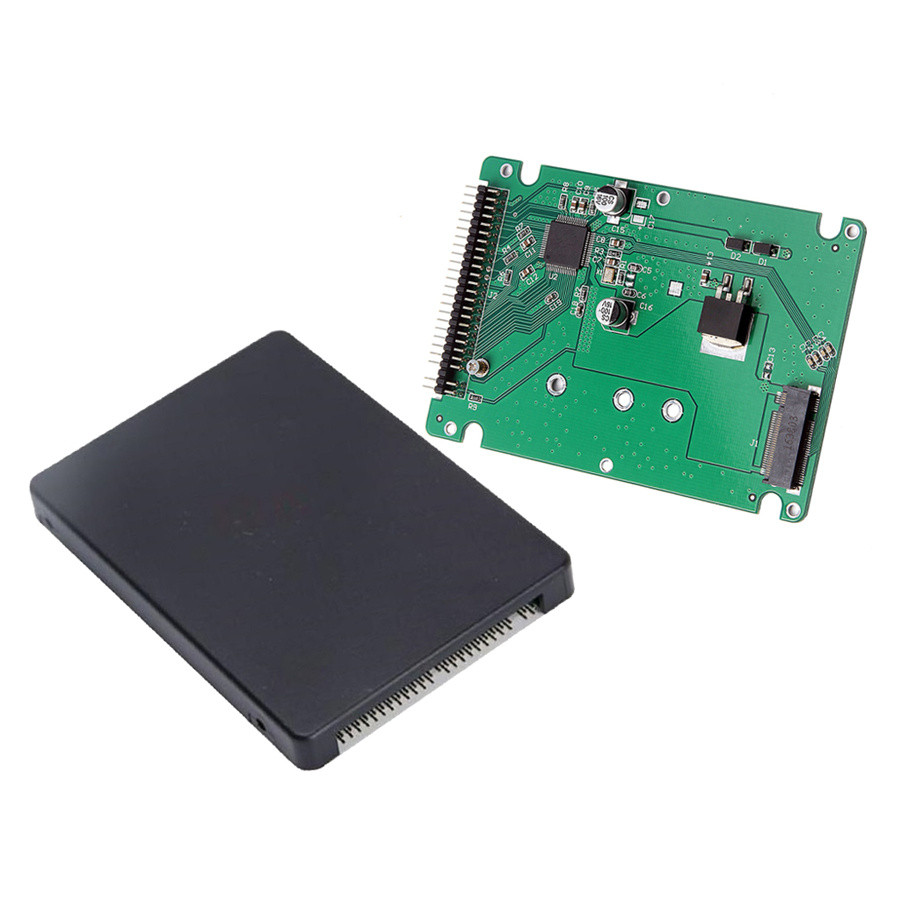 M.2 NGFF SATA SSD to 2.5 IDE 44pin Converter Adapter with Case Black ...