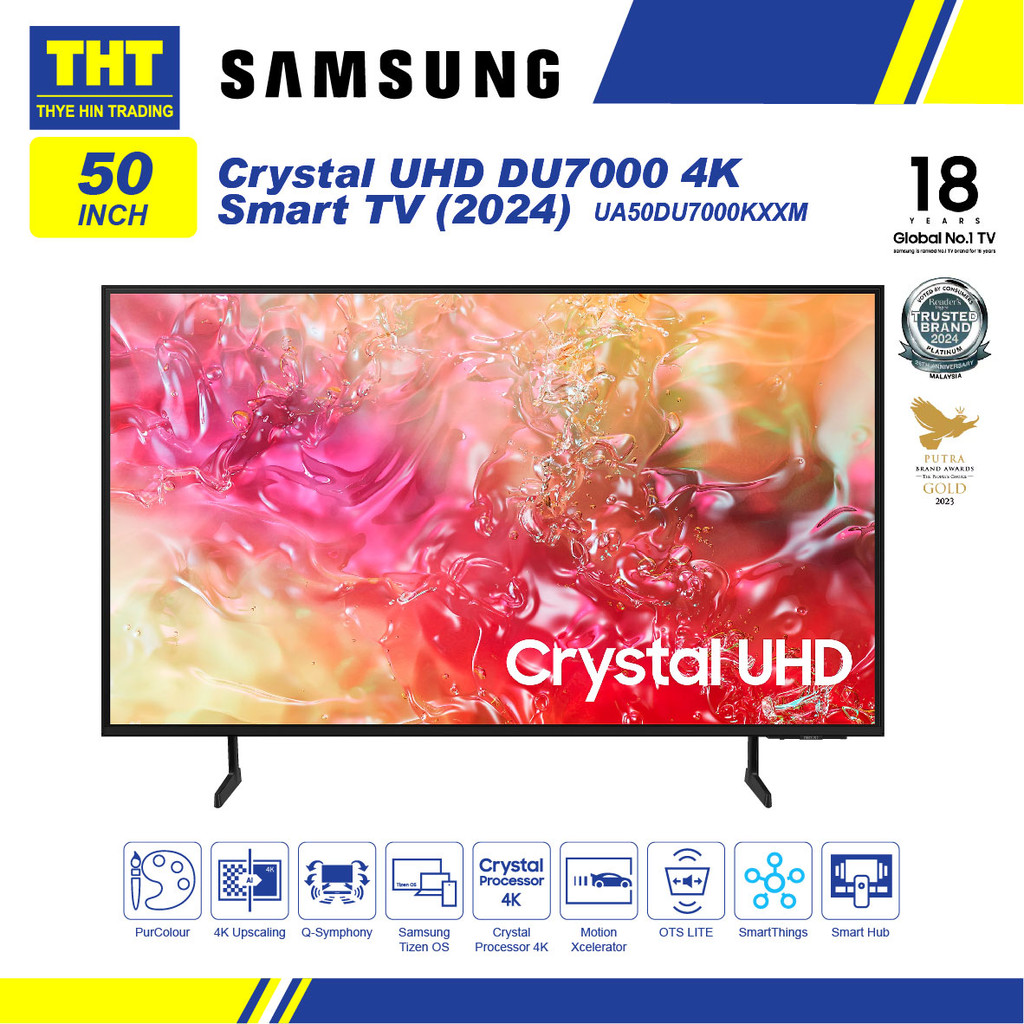 Samsung 50'' (50inch) Crystal UHD DU7000 4K Smart TV (2024) UA50DU7000KXXM 智能电视 | Shopee Malaysia