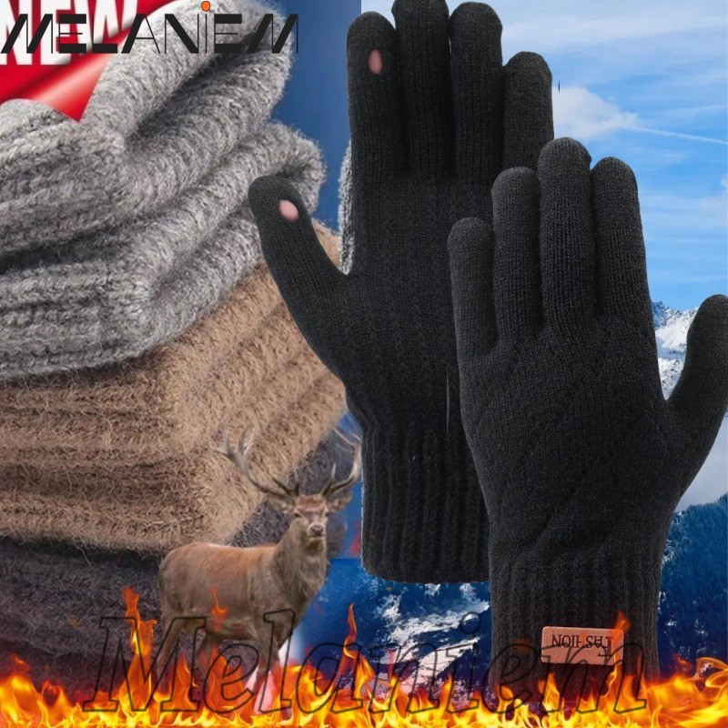 Knitted Full Finger Gloves - For Men's Winter Outdoor Driving, Skiing ...