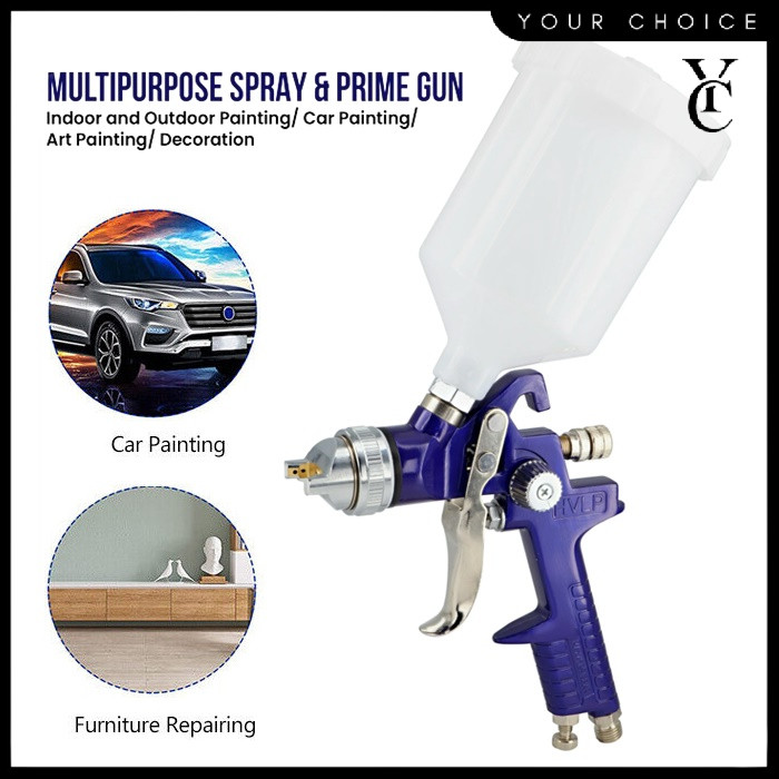 HVLP Air Spray Gun Kit 1.7mm Nozzle Gravity Feed Car Paint Sprayer Tool ...