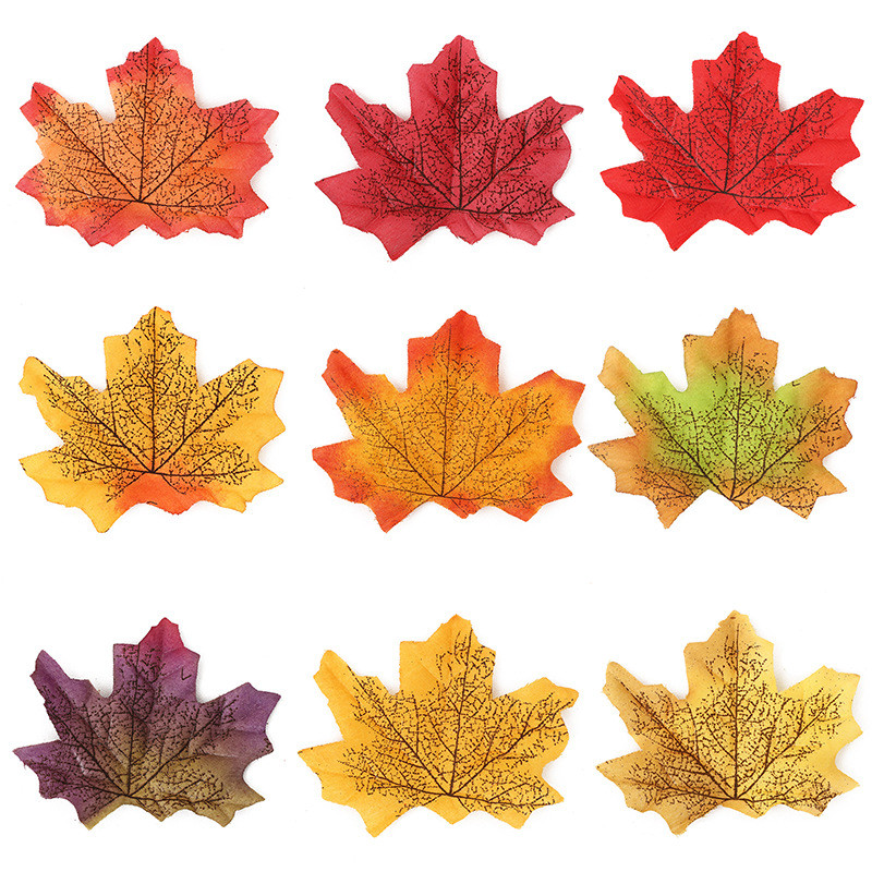 Artificial Maple Leaf Plastic Fallen Leaves Boneless Feel Maple Leaf ...