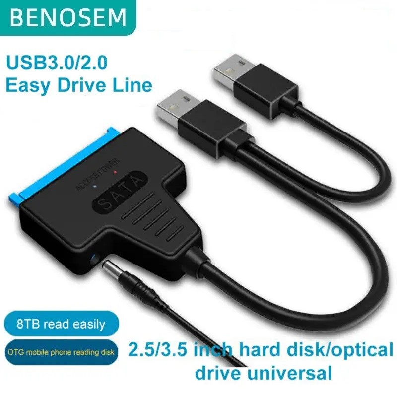 BENOSEM USB SATA Cable Sata To USB 3.0 Adapter UP To 6Gbps Support 2.5 ...
