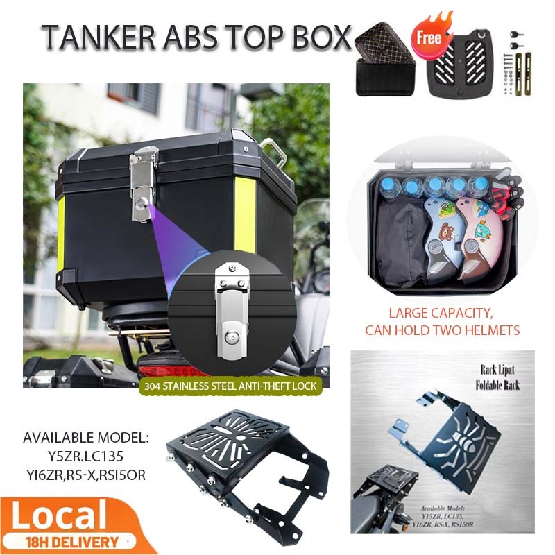ShipFast🔥TANKER ABS TOP BOX🔥 45L Top Box Motorcycle Aluminium Top Box ...