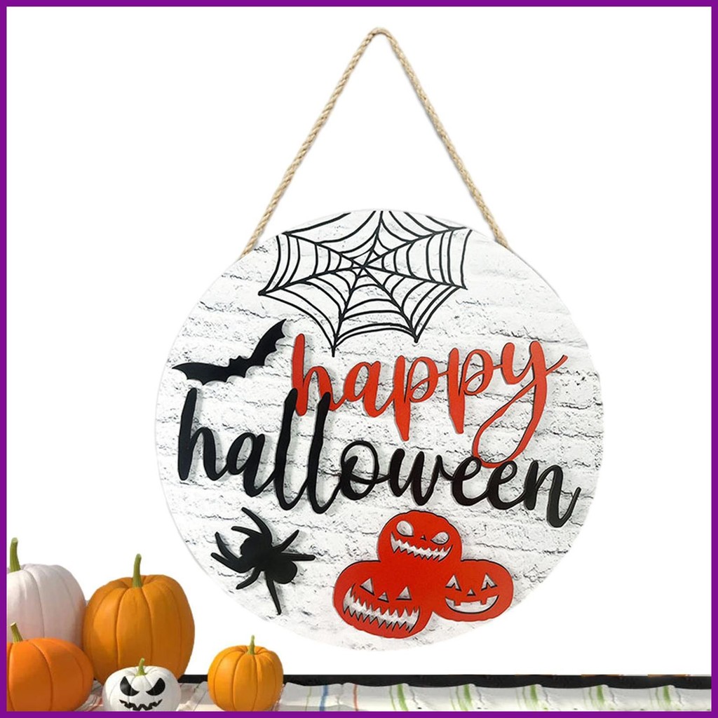 Halloween Door Sign Happy Halloween Spider Pumpkin Wood Door Sign ...