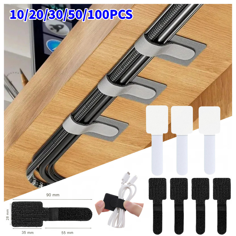 30/50/100pcs Wire Fixing Ties Reusable Cable Ties Wire Rope Holder Self ...