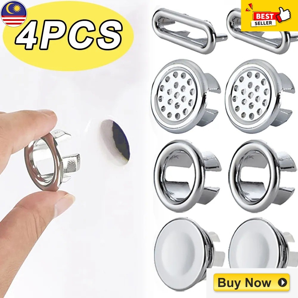 ZDD 4PCS Sink Hole Round Overflow Cover Basin Trim Bath Drain Cap Wash ...