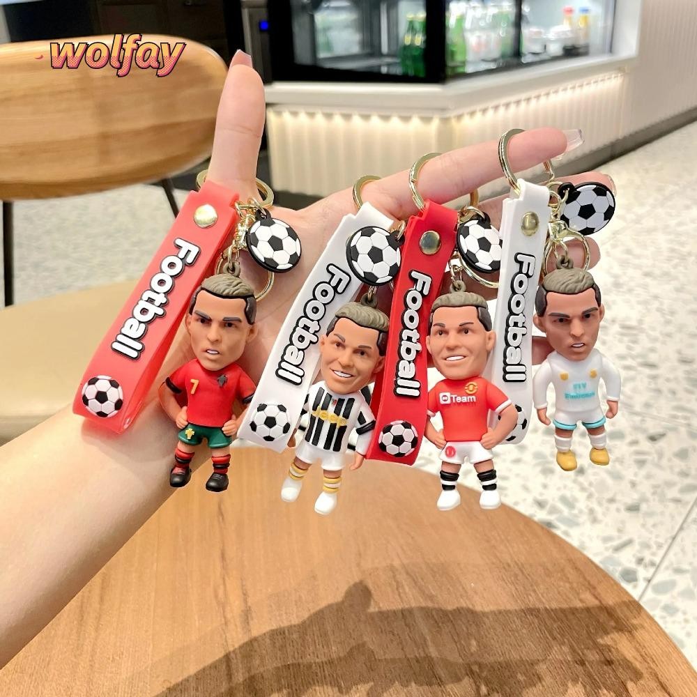 WOLFAY Keychain, Football Star Ronaldo Messi Figure Doll Key Chain ...