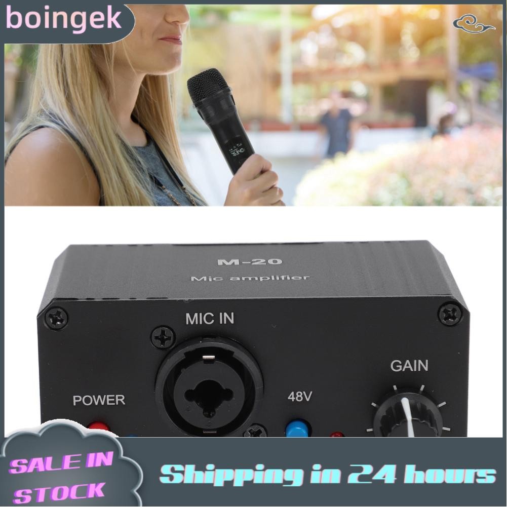 Boingek High Gain Microphone Preamp 48V Phantom Power XLR Output Mic ...