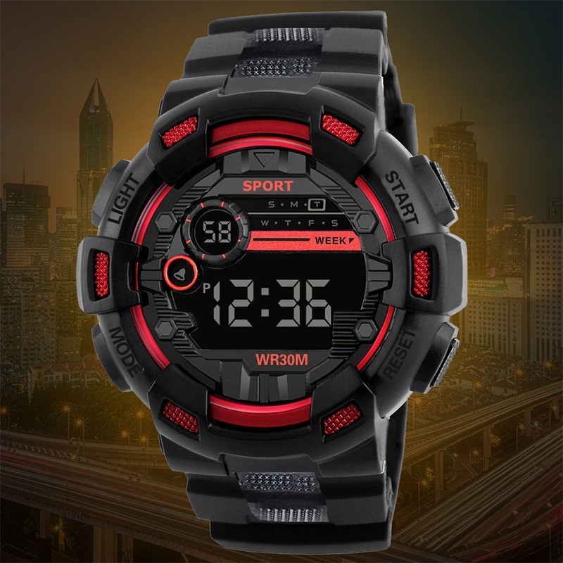 Electronic watch, middle school student sports multi-function LED ...