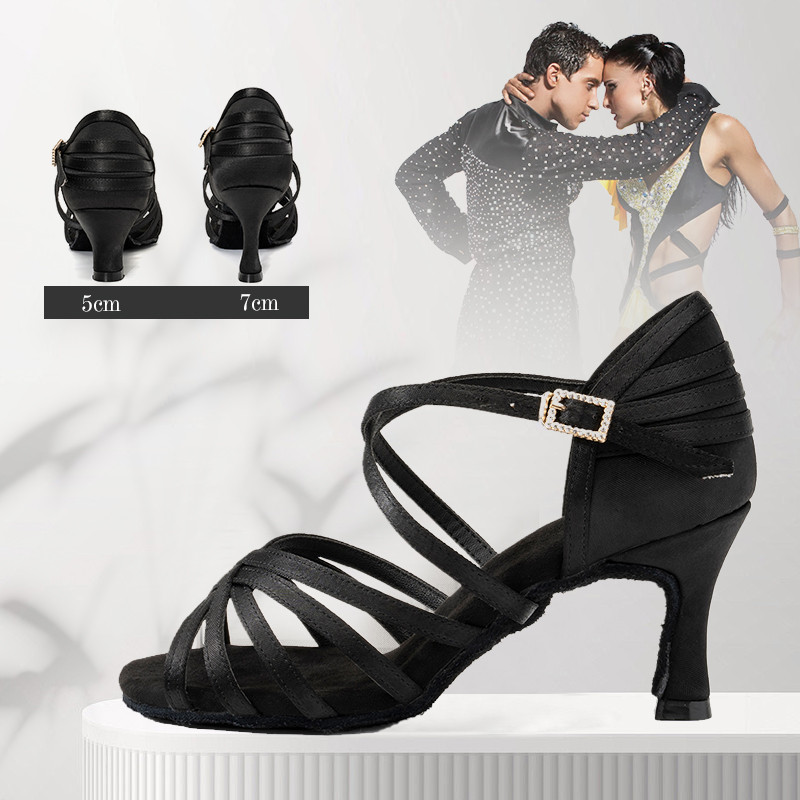 Mid High Heels for Women Latin Dance Shoes for Girls Adult Peep Toe ...