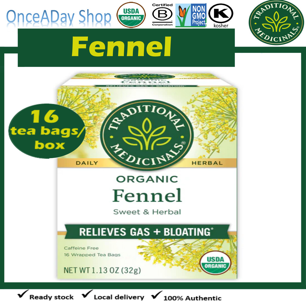 Traditional Medicinals, Organic Fennel Tea, Caffeine Free, 16 Wrapped ...