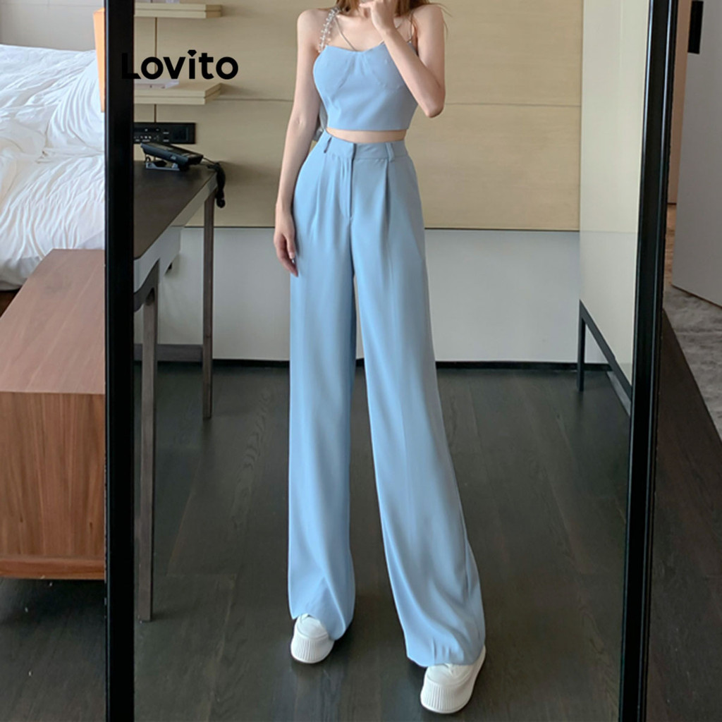 Lovito Casual Plain Structure Line Tops or Bottoms for Women LMD81296 ...