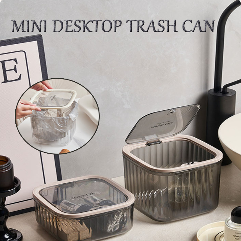 【COD】Portable Plastic Trash Can Mini Desktop Trash Can Transparent ...
