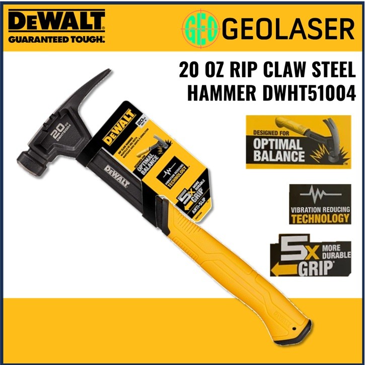 DeWALT 20 oz Rip Anti Slip Claw Steel Hammer With Magnet DWHT51004 ...
